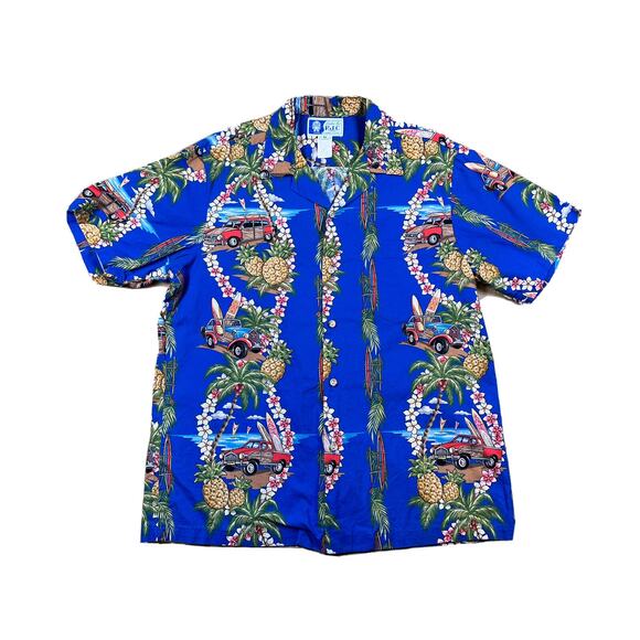 RJC | Shirts | Vintage Rjc Hawaiian Shirt Blue Woody Truck Tropical ...
